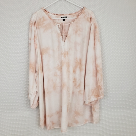 torrid | Tops | Torrid Tie Dye Peasant Blouse Blush Nude White Boho Top ...